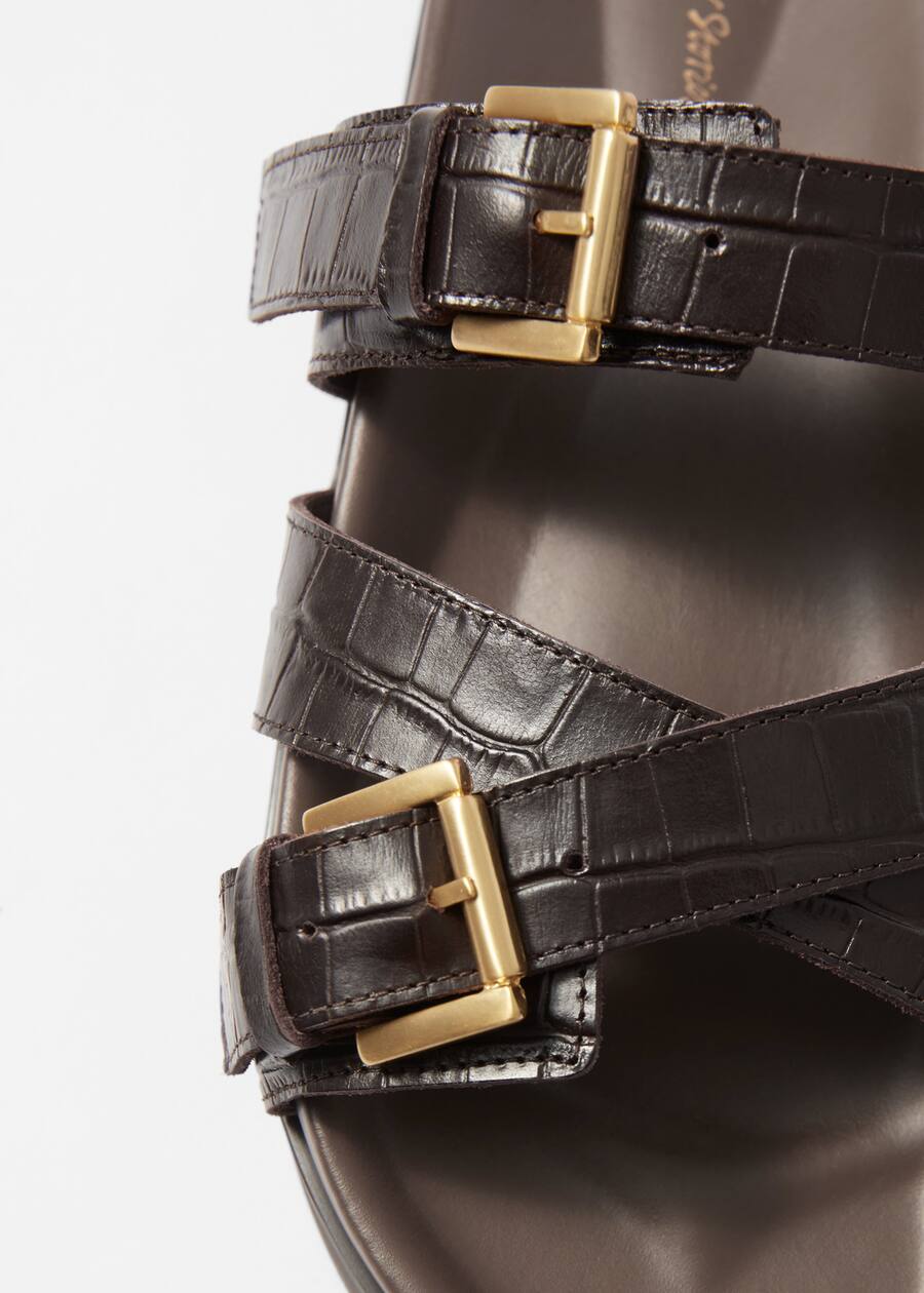 Cross-Strap Leather Sandals - Brown Leather - & Other Stories