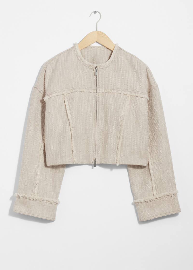 Frayed Linen-Blend Jacket - Beige - & Other Stories
