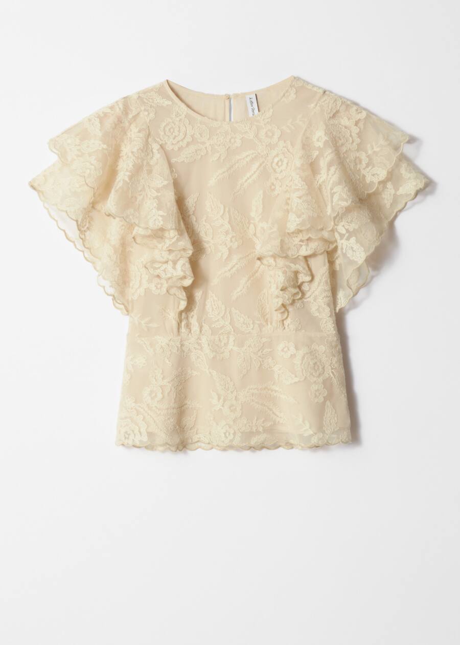 Ruffle Lace Blouse - Beige - & Other Stories