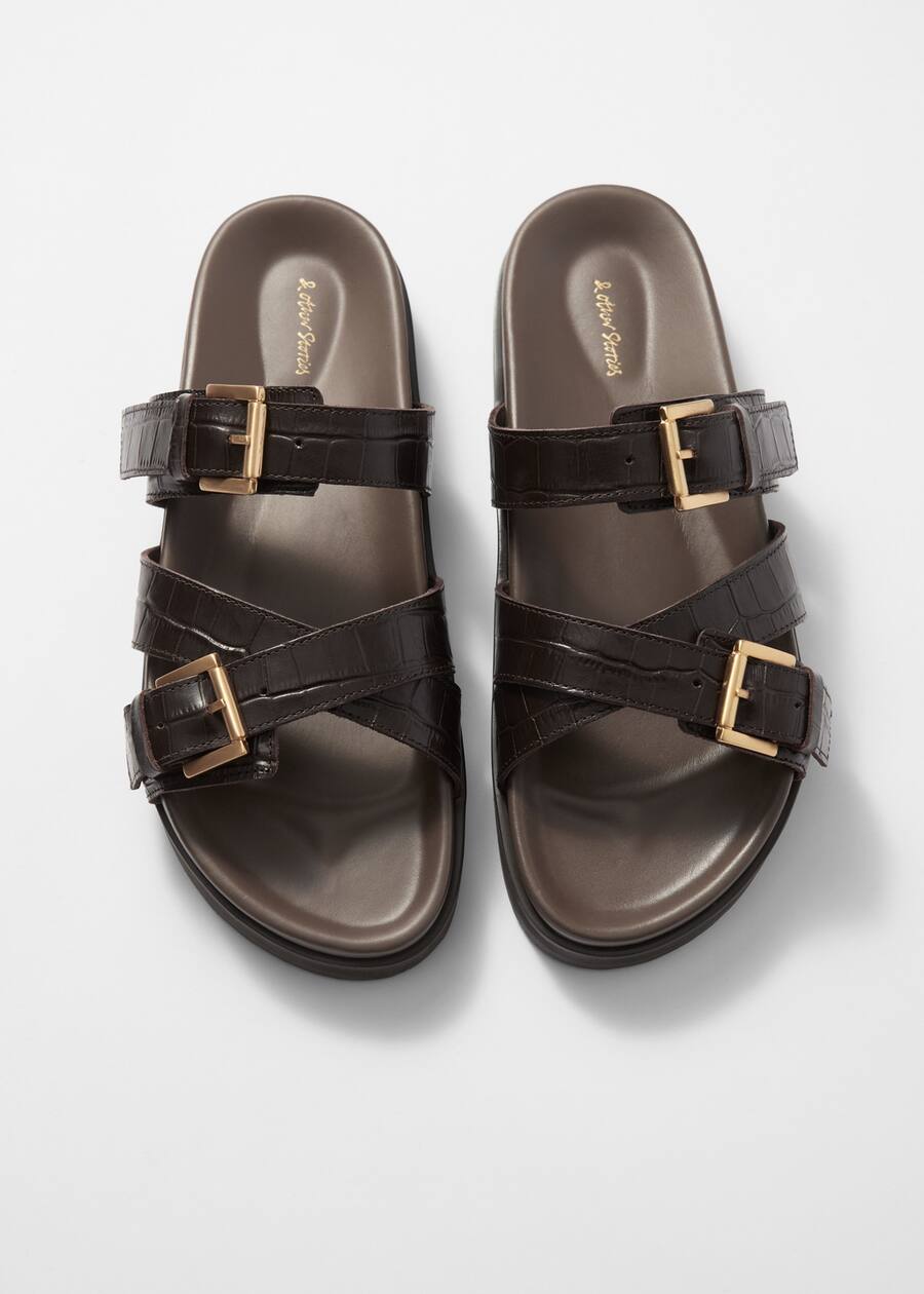 Cross-Strap Leather Sandals - Brown Leather - & Other Stories