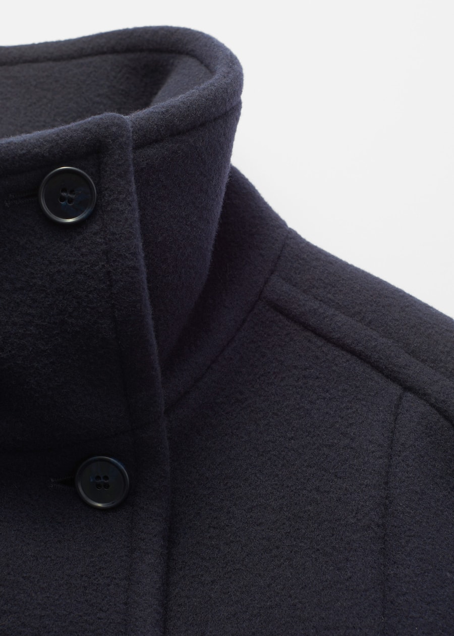 Funnel-Neck Wool Coat - Dark blue - & Other Stories