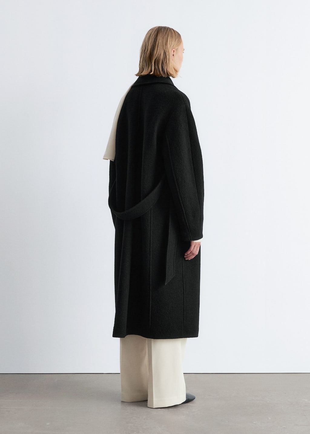 Voluminous Belted Wool Coat - Black - & Other Stories